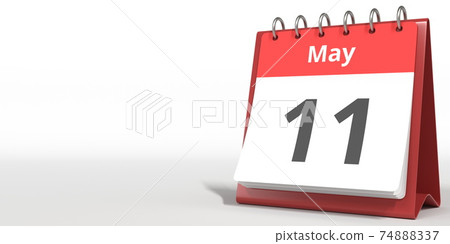 May 11 date on the flip calendar page, 3d... - Stock Illustration ...