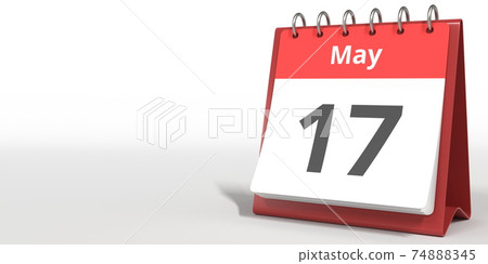 May 17 date on the flip calendar page, 3d... - Stock Illustration ...