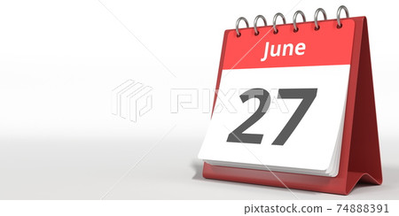 June 27 date on the flip calendar page, 3d... - Stock Illustration ...