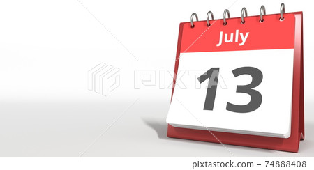July 13 date on the flip calendar page, 3d... - Stock Illustration ...