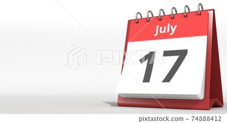 July 17 date on the flip calendar page, 3d... - Stock Illustration ...