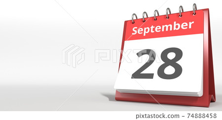 September 28 date on the flip calendar page, 3d... - Stock Illustration ...