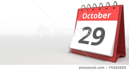 October 29 date on the flip calendar page, 3d... - Stock Illustration ...