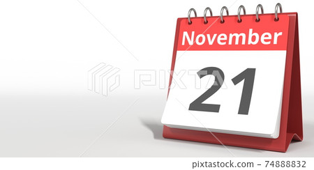 November 21 date on the flip calendar page, 3d... - Stock Illustration ...