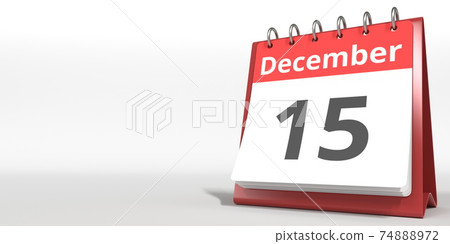 December 15 date on the flip calendar page, 3d... - Stock Illustration ...