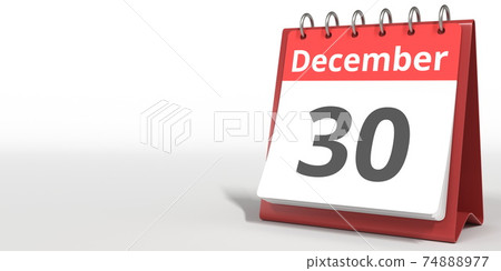 December 30 date on the flip calendar page, 3d... - Stock Illustration ...
