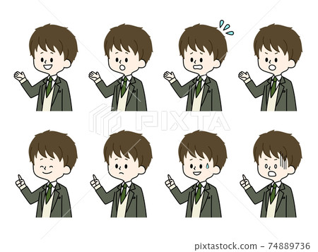 Facial expression set for male students - Stock Illustration [74889736 ...