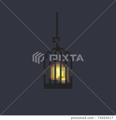 Pixel art glowing bird in the cage icon. - Stock Illustration [74893617 ...