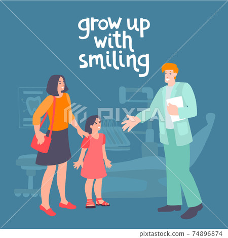 Grow up with smiling. Children's dentist and... - Stock Illustration ...