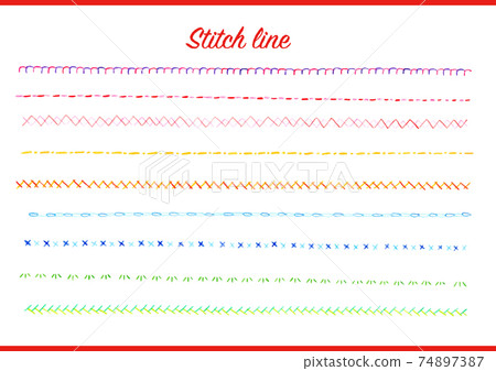 Cute stitch line material - Stock Illustration [74897387] - PIXTA