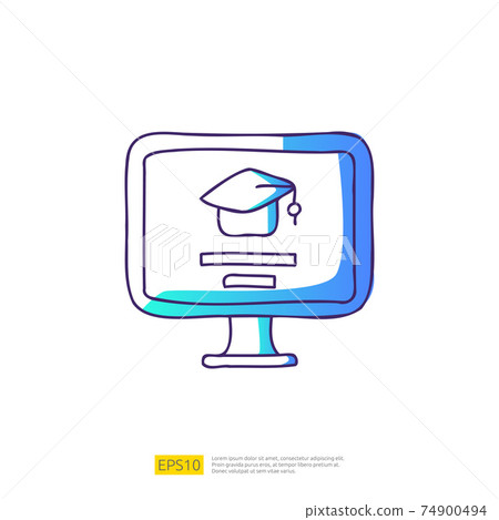 online learning doodle icon for education and... - Stock Illustration ...
