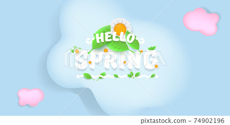 vector hello spring pink horizontal banner with... - Stock Illustration ...