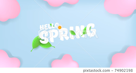 vector hello spring pink horizontal banner with... - Stock Illustration ...
