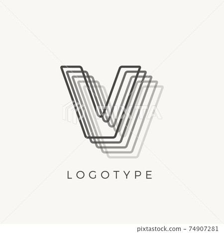 Letter V of outline stripes, blend effect... - Stock Illustration ...
