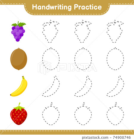 Handwriting practice. Tracing lines of Fruits.... - Stock Illustration ...