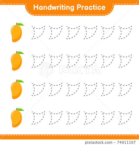 Handwriting practice. Tracing lines of Mango.... - Stock Illustration ...