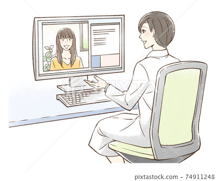Remote counseling doctors and female patients - Stock Illustration ...