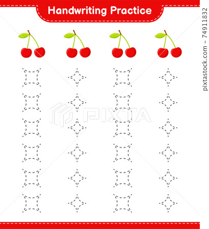 Handwriting practice. Tracing lines of Cherry.... - Stock Illustration ...