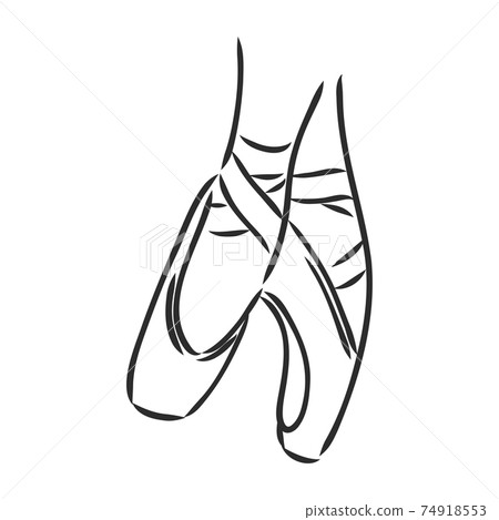 Pointe shoes. Ballet shoes. Vector hand-drawn... - Stock Illustration ...