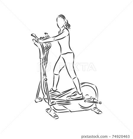 Hand drawn treadmill doodle. Sketch sports... - Stock Illustration ...