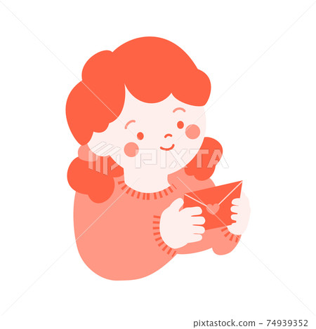 Illustration of a girl giving a letter - Stock Illustration [74939352 ...
