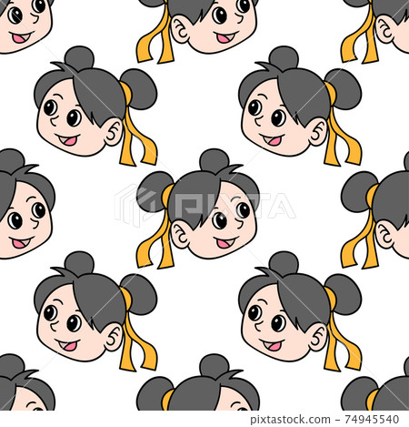 chinese girl head seamless pattern textile... - Stock Illustration ...
