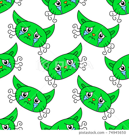crying cat kitten seamless pattern textile... - Stock Illustration ...