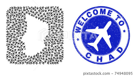 Welcome Watermark Stamp and Chad Map Airflight... - Stock Illustration ...