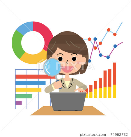 Woman doing data analysis - Stock Illustration [74962782] - PIXTA
