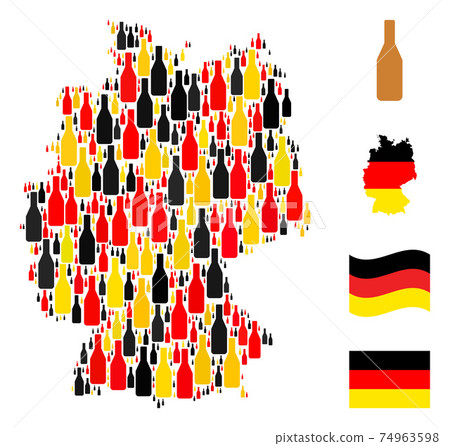 German Map Mosaic of Beer Bottle Items in... - Stock Illustration ...