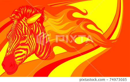 zebra head with flames Vector illustration design-插圖素材 [74973085] - PIXTA圖庫