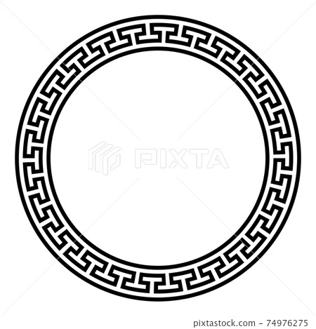 Circle frame with simple meander pattern.... - Stock Illustration ...