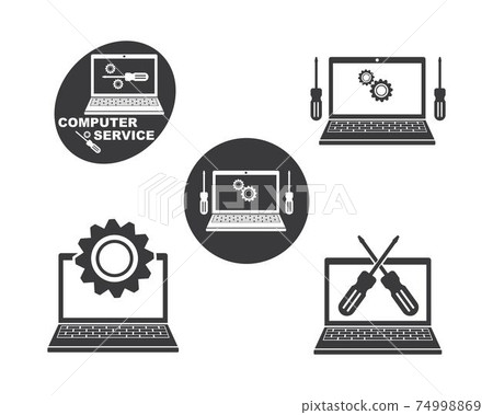 computer service and repair logo icon vector... - Stock Illustration ...