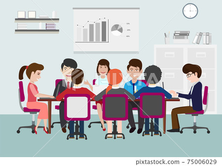 Business conference vector, man and woman on... - Stock Illustration ...
