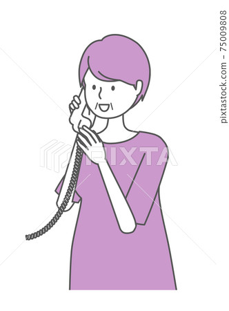 Senior women calling with a smile - Stock Illustration [75009808] - PIXTA