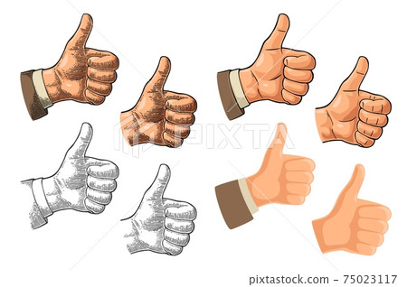 Hand showing symbol Like. Making thumb up gesture. - Stock Illustration ...