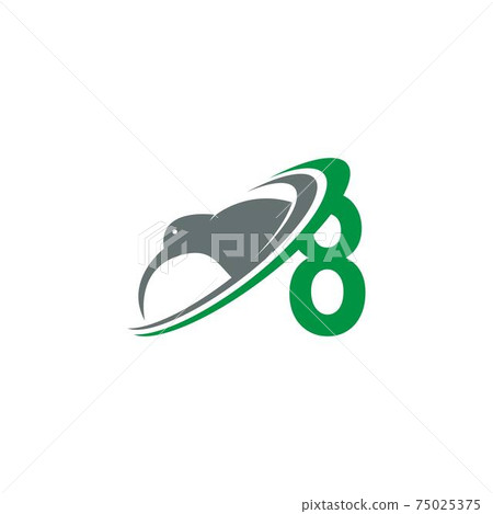 Number 8 with kiwi bird logo icon design vector - Stock Illustration ...