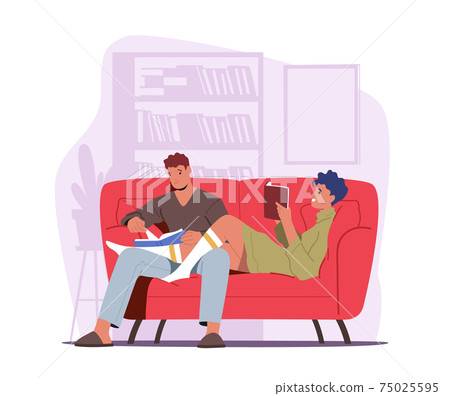Young Characters Spend Free Time Together.... - Stock Illustration ...