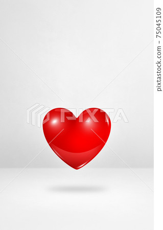 3D red heart on a white studio background - Stock Illustration ...