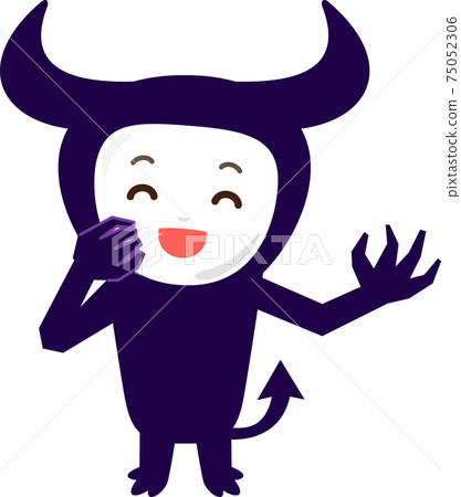Devil wearing a smiling mask - Stock Illustration [75052306] - PIXTA