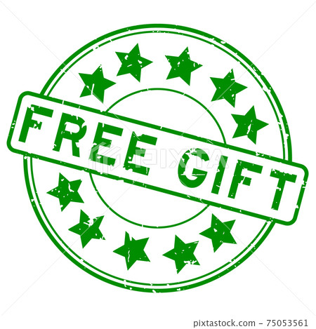 Grunge green free gift word with star icon... - Stock Illustration ...