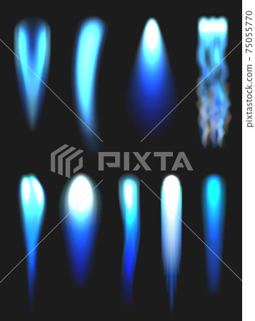 Jet flames. Blue blasting fire aviation fueling...-插圖素材 [75055770 ...