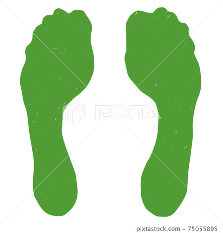 Foot type footprints with green color texture - Stock Illustration ...