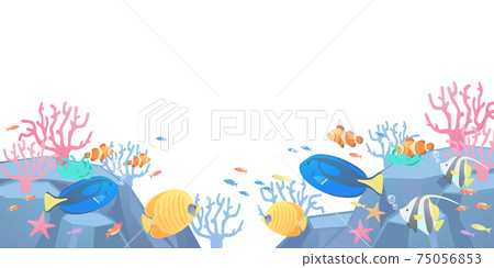Vector illustration frame of tropical fish in... - Stock Illustration ...