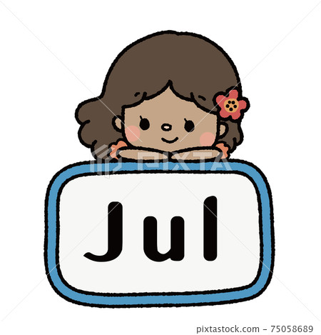 Newsletter illustration July (jul) girl English... - Stock Illustration ...