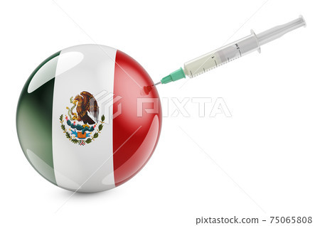 Syringe with Mexican flag. Vaccination in... - Stock Illustration ...