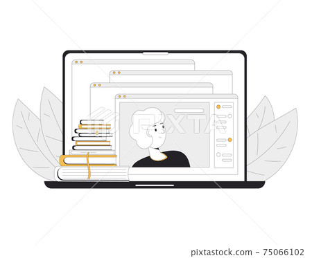 Online education. Digital learning on computer... - Stock Illustration ...