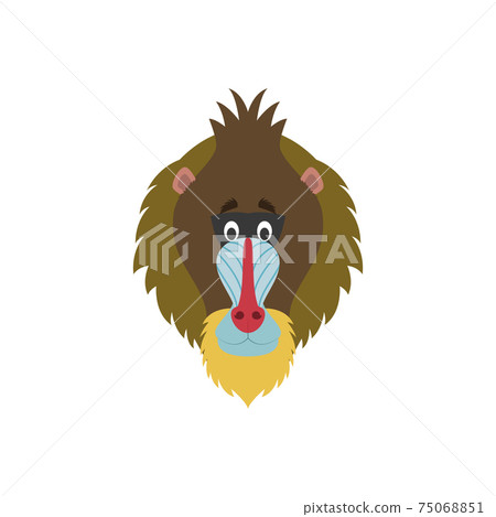 Mandrill face in cartoon style for children.... - Stock Illustration ...