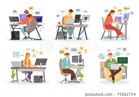Create code programming language. PHP, HTML, C,... - Stock Illustration [75082754] - PIXTA