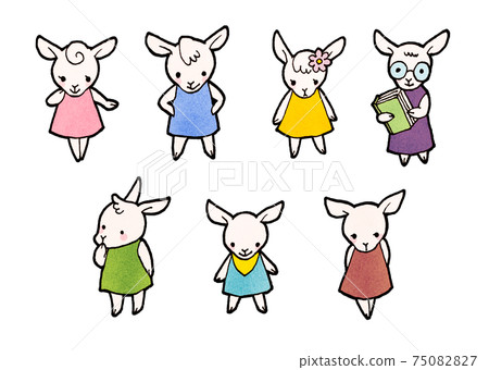 Wolf and 7 goat illustrations 1 - Stock Illustration [75082827] - PIXTA
